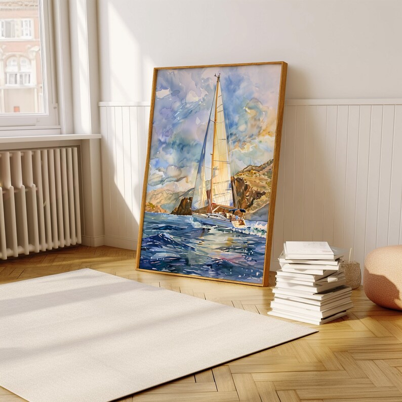 Nautical Wall Art - Majestic Sailboat on Open Water - Yacht Poster - Etsy