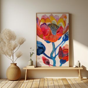 Eye-catching Abstract Botanical Poster - Colorful Modern Wall Art - Etsy