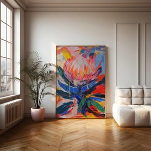 Modern Abstract Flower Poster - Colorful Floral Wall Art Decoration - Etsy