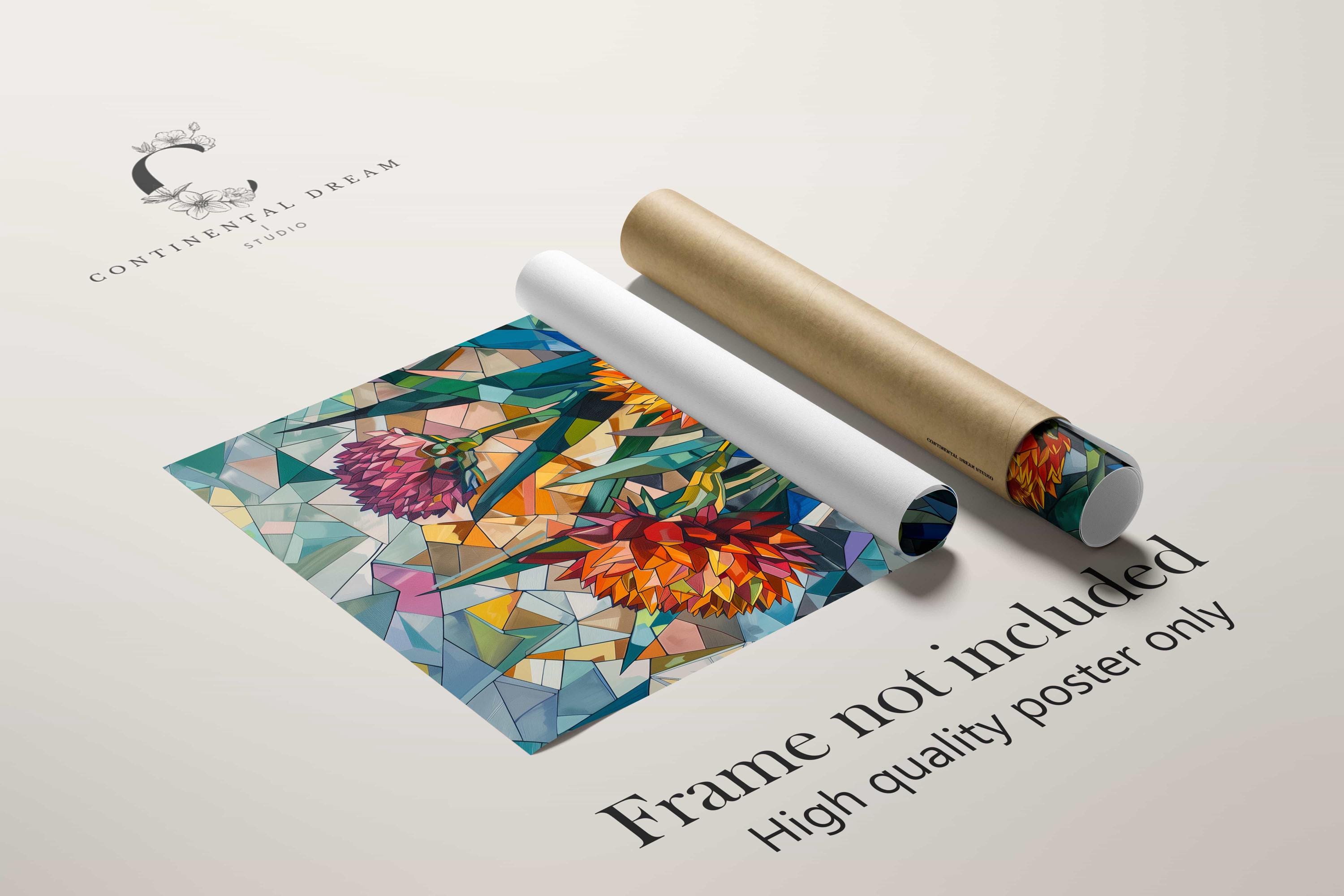 Vibrant Floral Geometric Poster - Modern Abstract Art for Wall ...