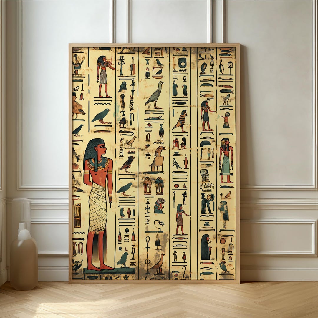 Ancient Egyptian Hieroglyphs Poster - Vibrant Illustrated Wall Art for ...
