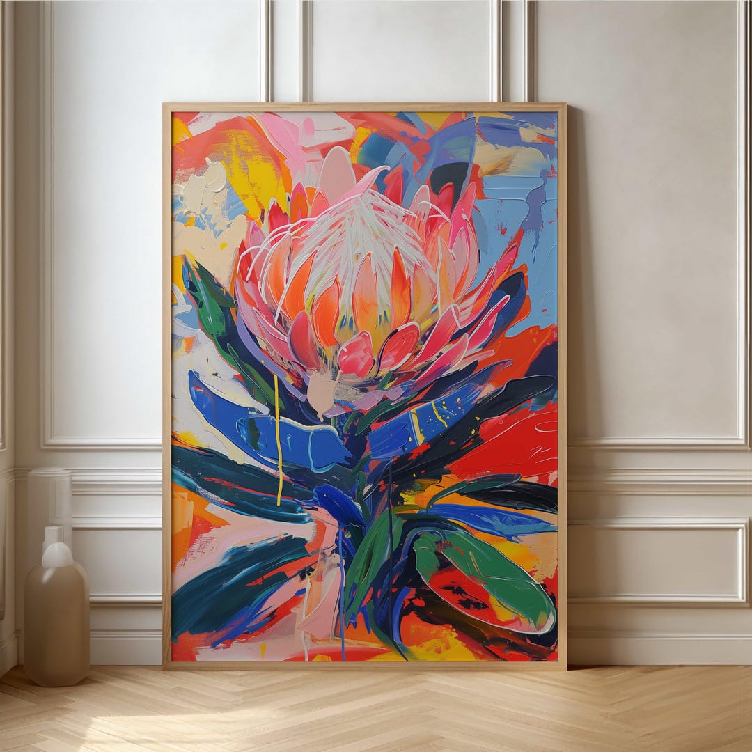Modern Abstract Flower Poster - Colorful Floral Wall Art Decoration - Etsy