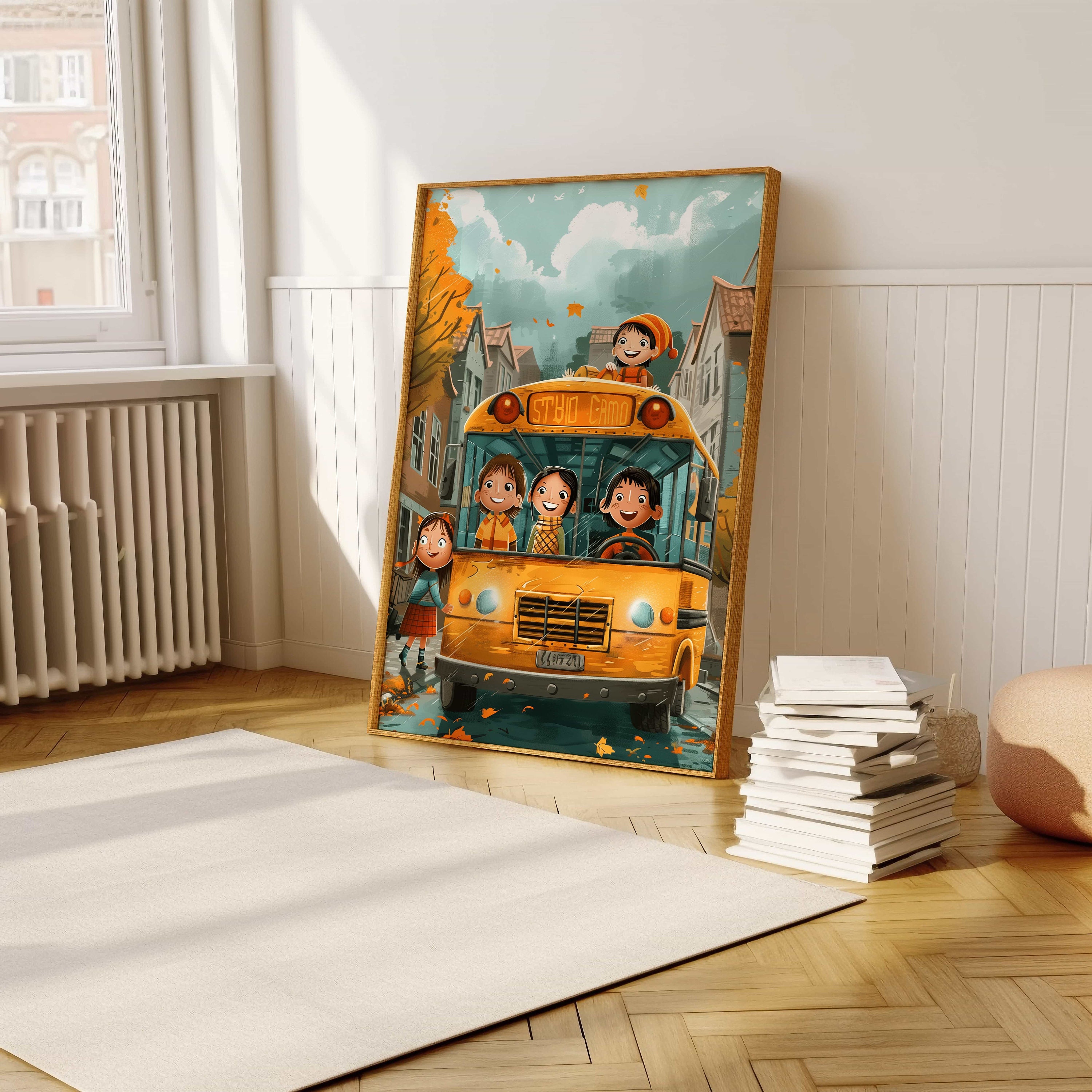 Whimsical School Bus Ride Poster - Colorful Kids Art for Classroom or ...