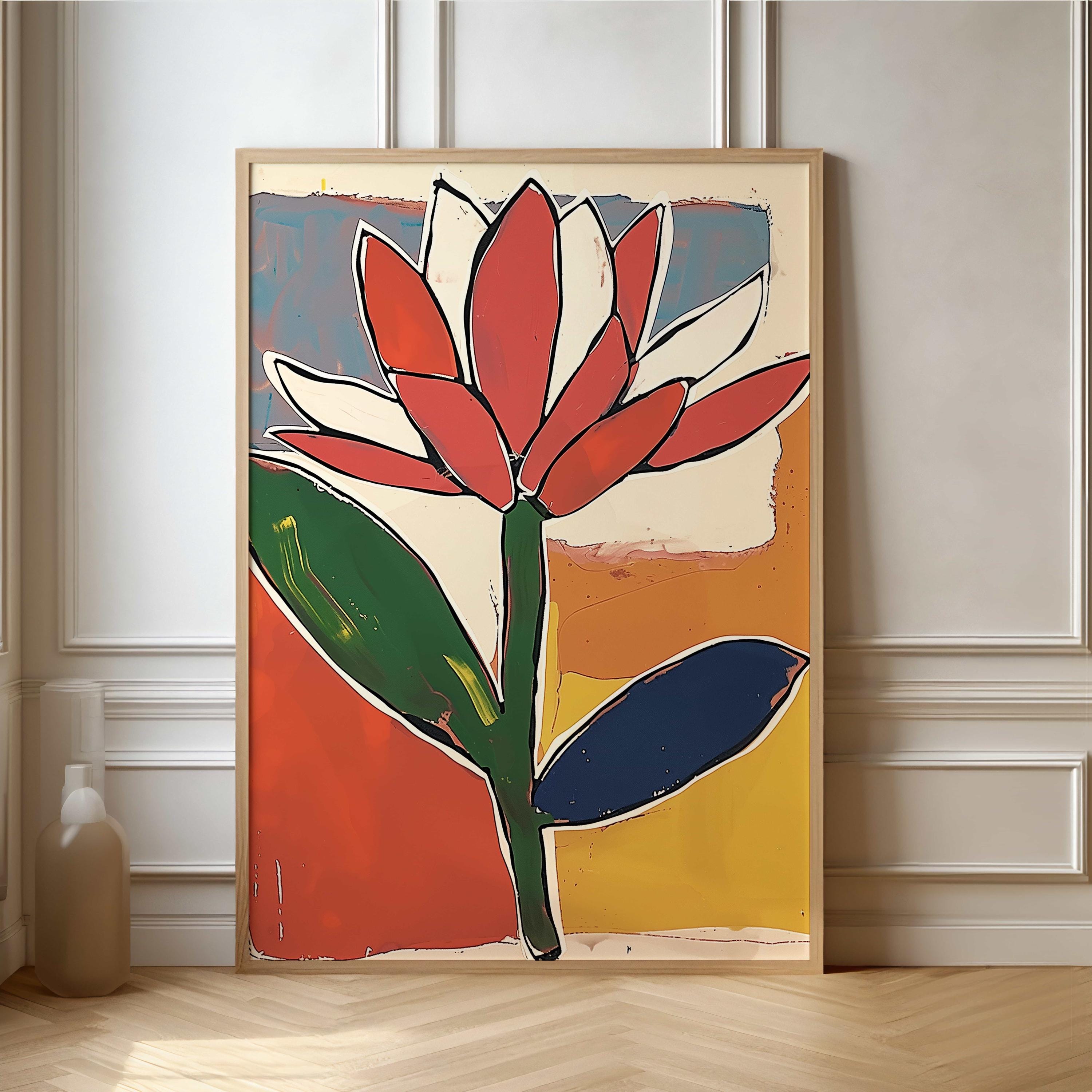 Colorful Floral Poster - Contemporary Abstract Flower Art for Living ...