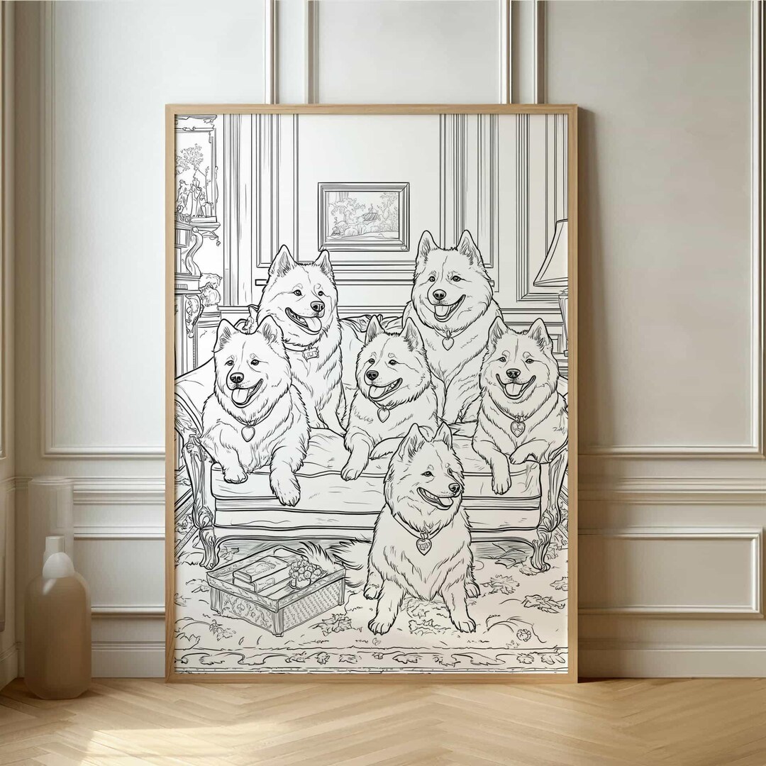 Charming Samoyed Dog Poster - Elegant Vintage Style Pet Art Print - Etsy