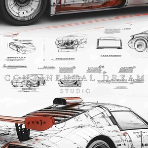 Vintage Race Car Poster - Technical Sketch Artwork for Auto Enthusiasts ...