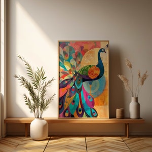 Vibrant Peacock Poster - Colorful Abstract Art for Home Decor - Etsy