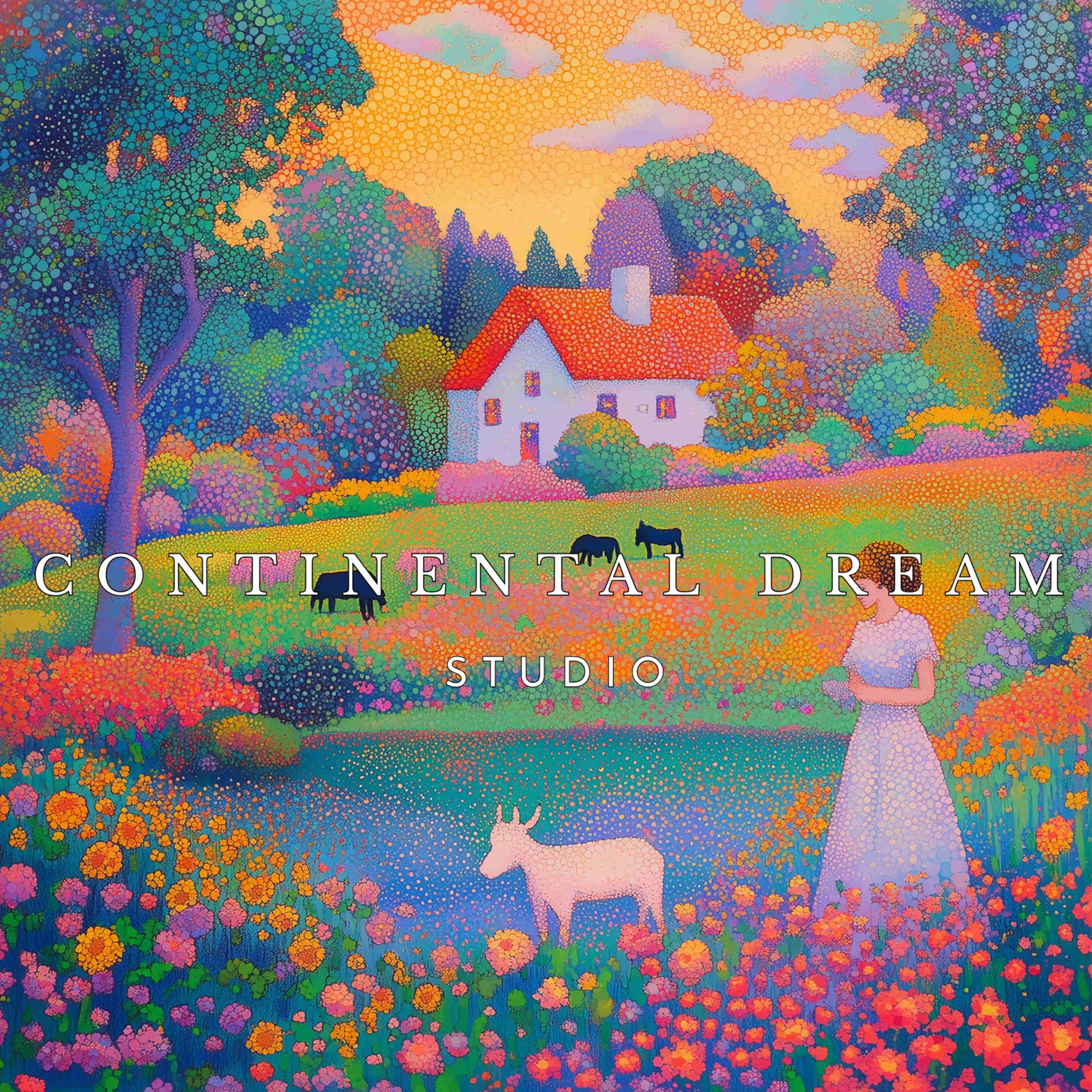 Vibrant Cottage Landscape Poster - Colorful Pointillism Art for Home - Etsy