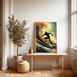Surfing Adventure Art Poster Bold and Colorful Wave Rider Wall Print - Etsy