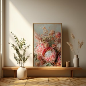 Blushing Protea Bouquet - Stunning Floral Artwork, Ideal for ...