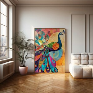 Vibrant Peacock Poster - Colorful Abstract Art for Home Decor - Etsy