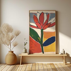Colorful Floral Poster - Contemporary Abstract Flower Art for Living ...