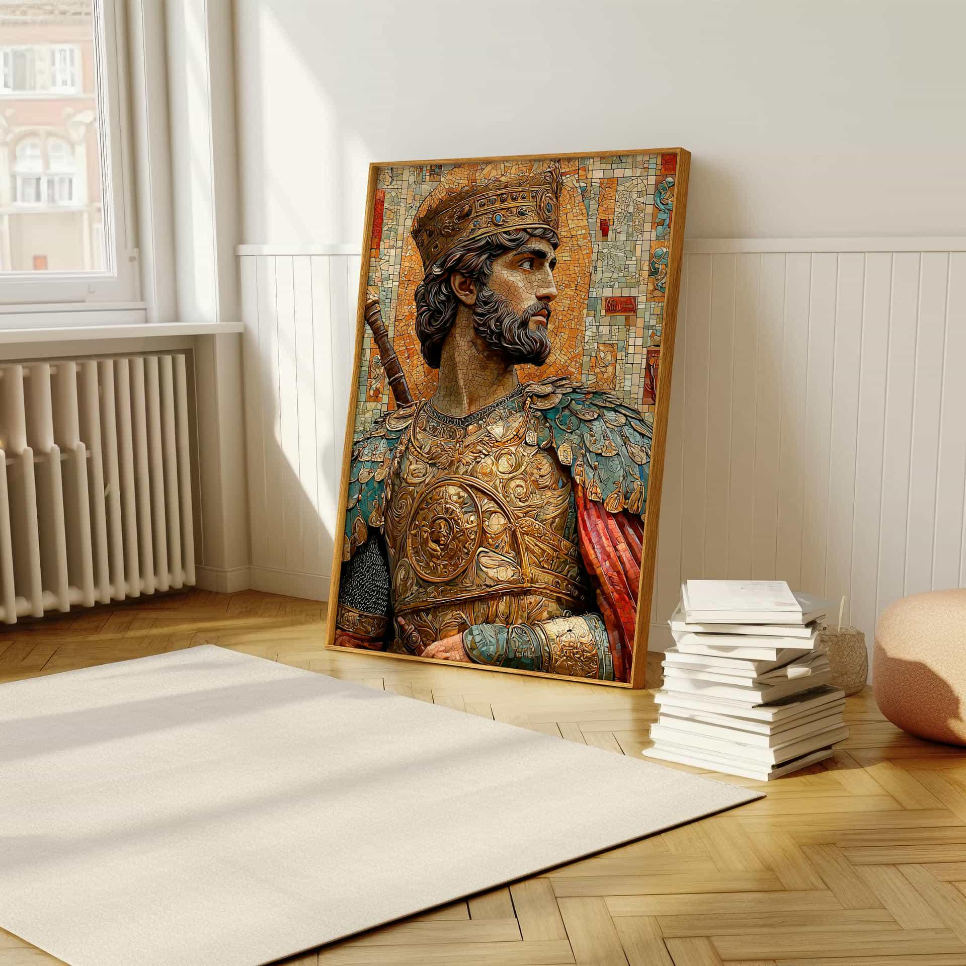 Majestic Emperor Mosaic Poster - Classic Byzantine Style Wall Art - Etsy