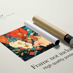 Boho Floral Beauty Poster - Whimsical Illustrated Art Print - Etsy