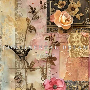 Vintage Floral Collage Poster - Stunning Bird & Flower Art for Home ...