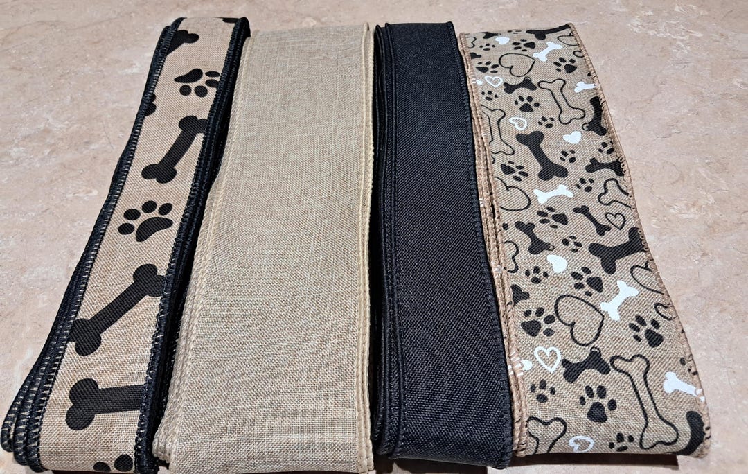 Wired Dog Print and Bones Ribbon Bundle. 20 Yards (60 Ft) Total ...