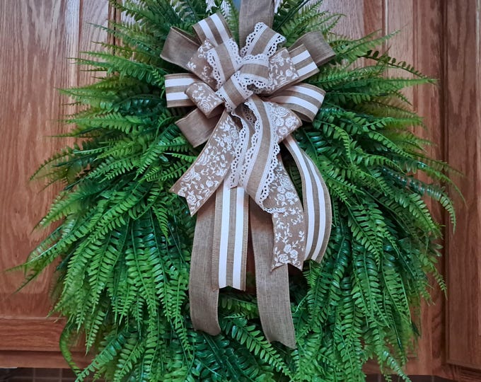 Everyday Beaded Fern Greenery Wreath, Grapevine Grass Wreath, Home ...