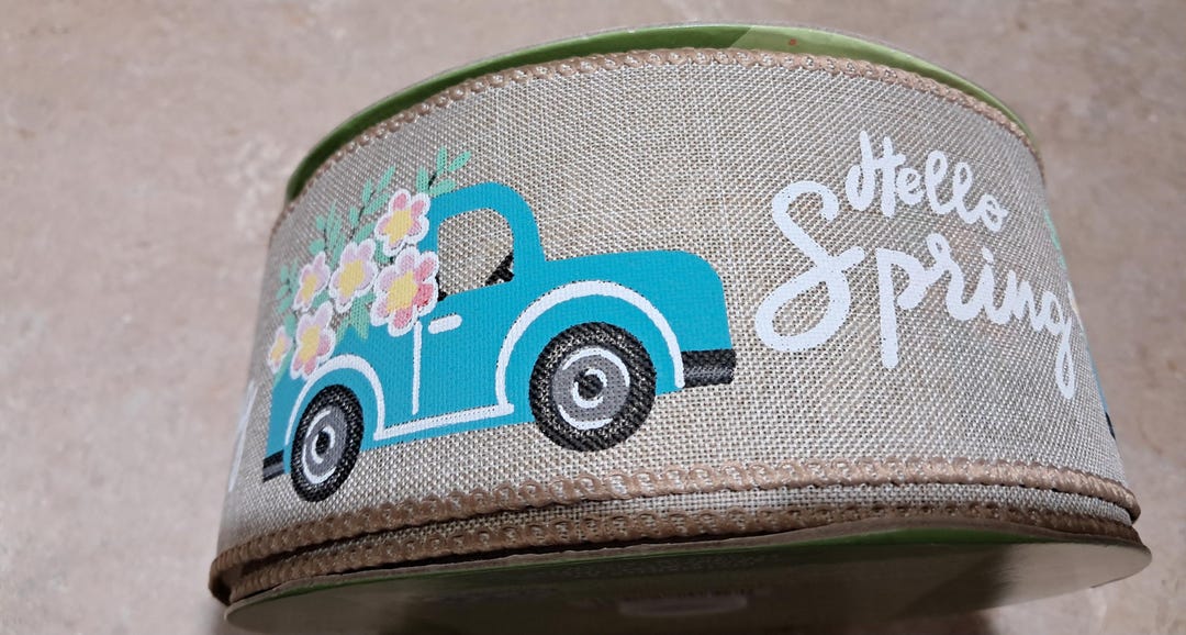 Hello Spring Wired Ribbon 2.5" Spring/ Summer Ribbon for Wreath. Wreath ...