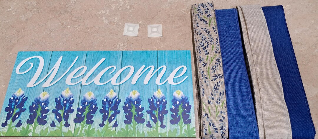 Bluebonnet Floral Welcome Sign Wreath Kit: 20-yard Ribbon Bundle - Etsy