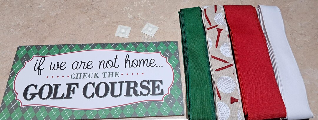 Golf Course Wooden Sign With Wreath Kit, Wreath Ribbon and Sign Bundle ...