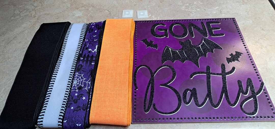 Halloween, "gone Batty",bat Wooden Square Sign Wreath Kit, Wreath ...