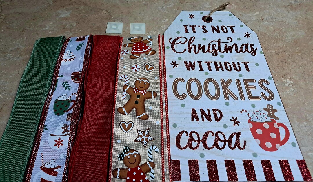 Cookies and Hot Cocoa Sign Wreath Kit, Wreath Ribbon and Sign Bundle ...