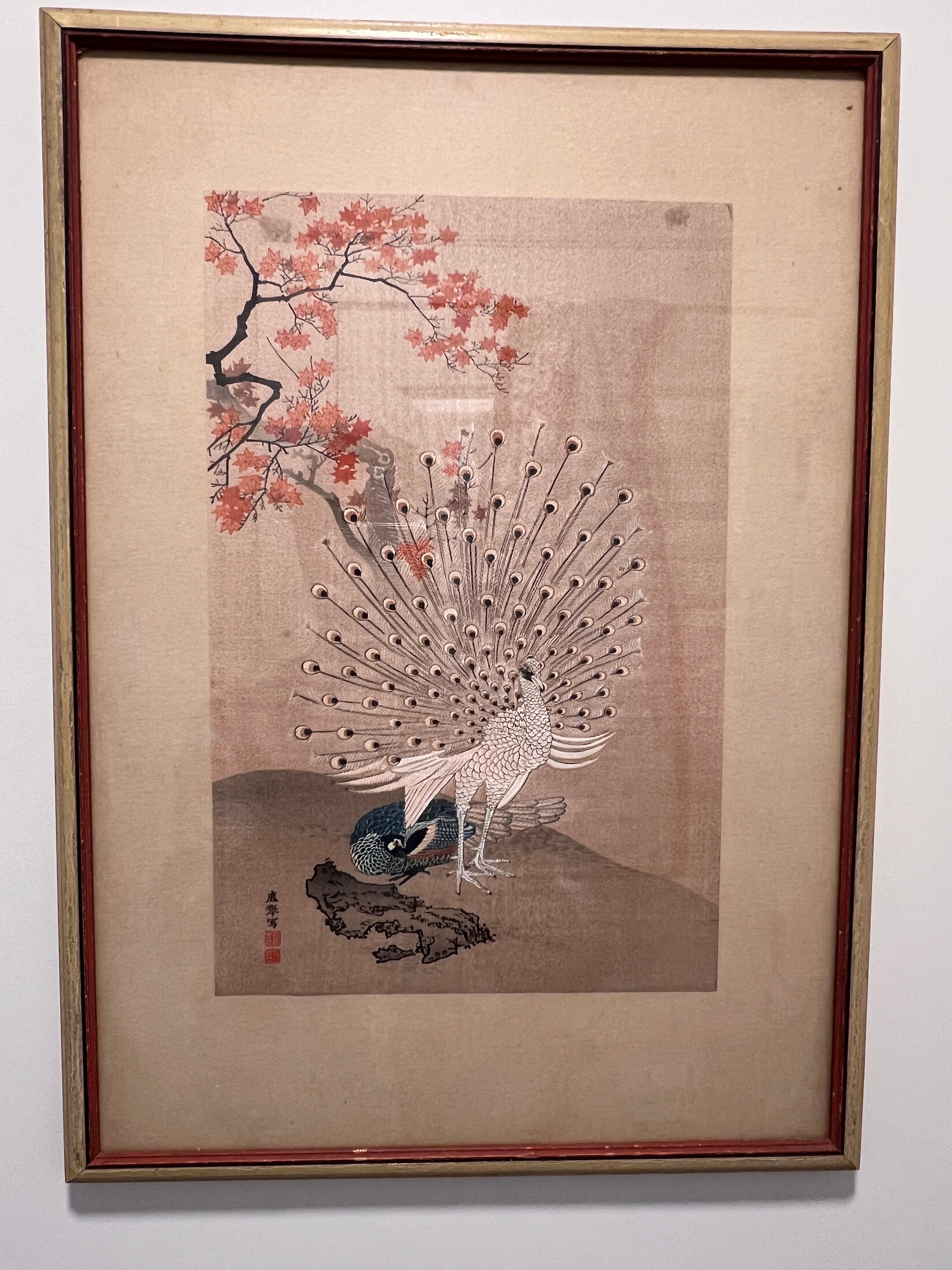 Maruyama Okyo Peacock Ukiyo-e Japanese Woodblock Framed Vintage Print ...