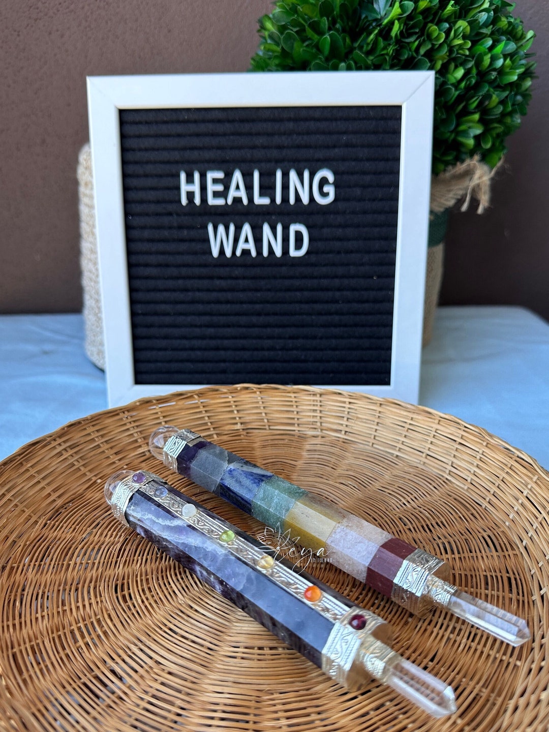 Bonded Crystals Healing Wand & Amethyst Tibetan Chakra Healing Wand ...