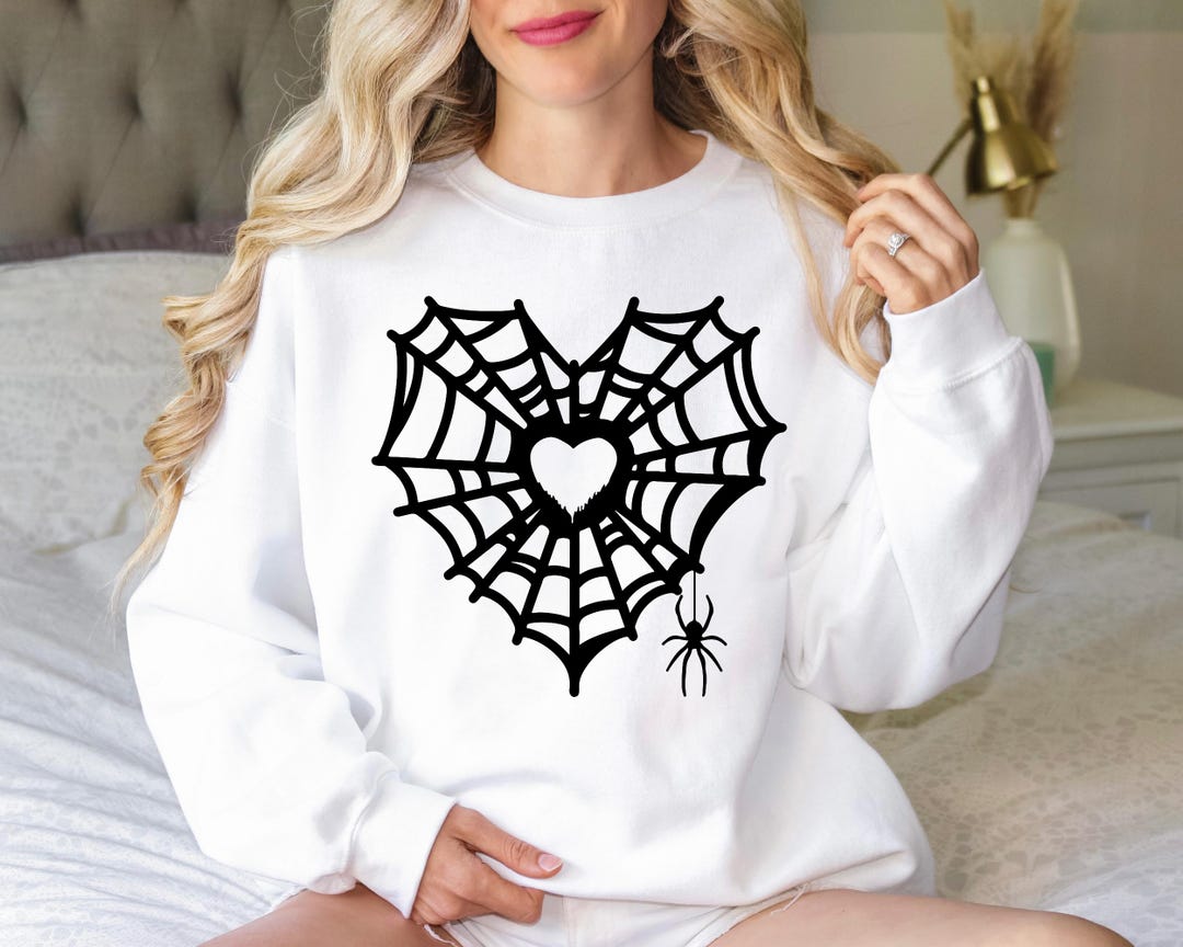 Spider Web Heart Sweatshirt, Spooky Heart Sweatshirt, Spooky Vibes ...