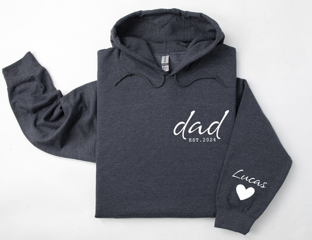 Custom Dad Est. Hoodie With Kids Names on Sleeve - Etsy