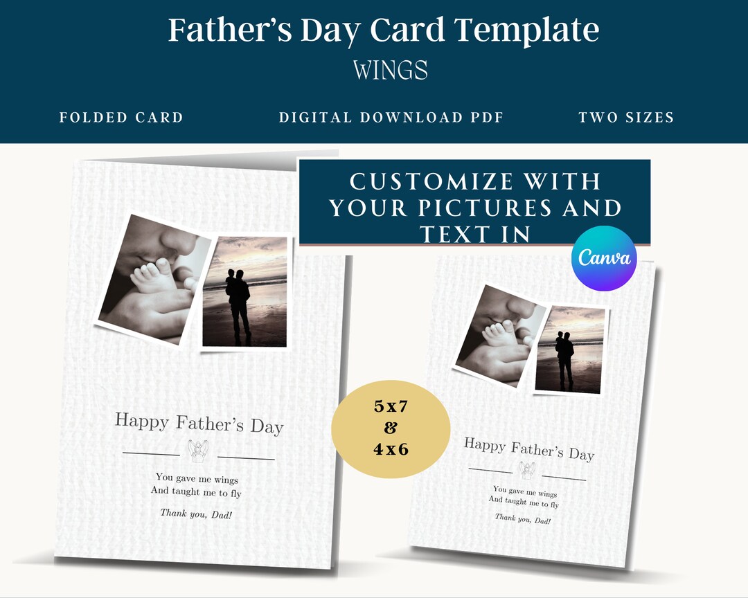 Personalized Fathers Day Card, Template, Custom Photo Card, Fathers Day ...