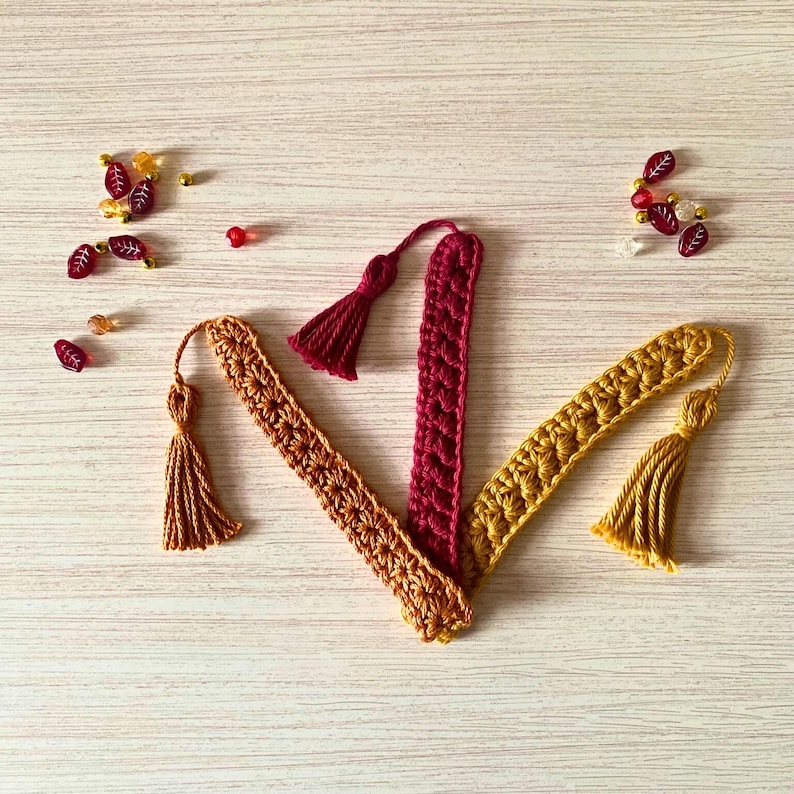 Crochet Bookmark Set: Fall Colors, Daisy Stitch, Tassel Bookmarks - Etsy