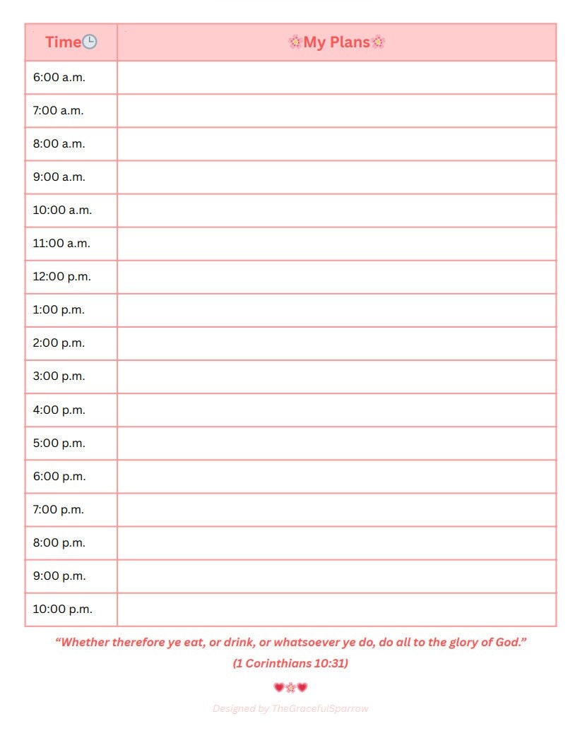 Faith-based Daily Planner Printable, Digital Calendar Download, KJV ...