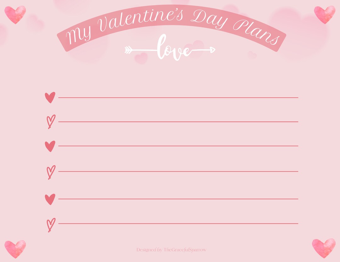 Valentine's Day Pink Heart Planner Download, Digital Seasonal to Do ...