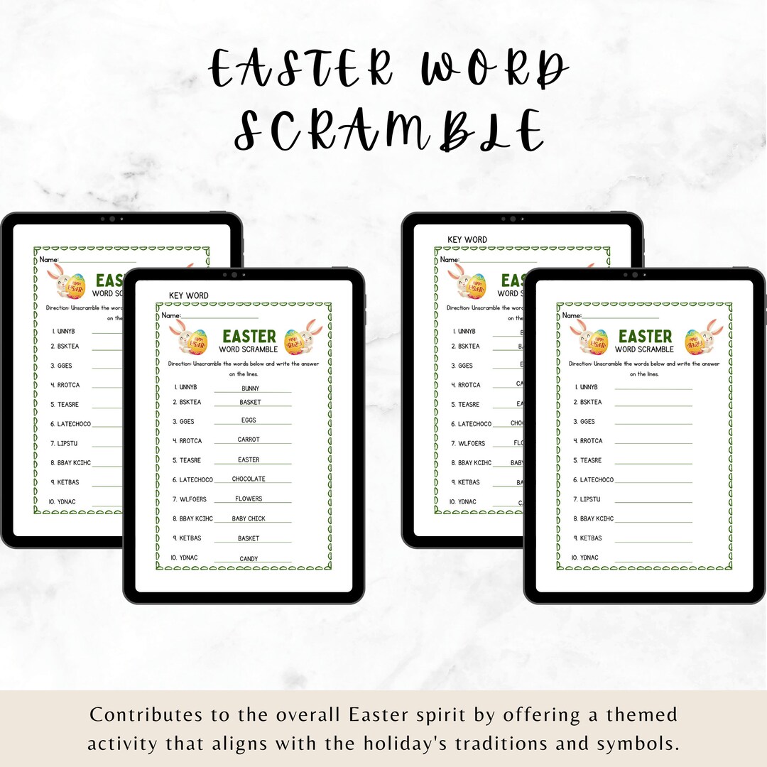Easter Word Scramble Game, Fun and Challenging Activity, Easter Party ...