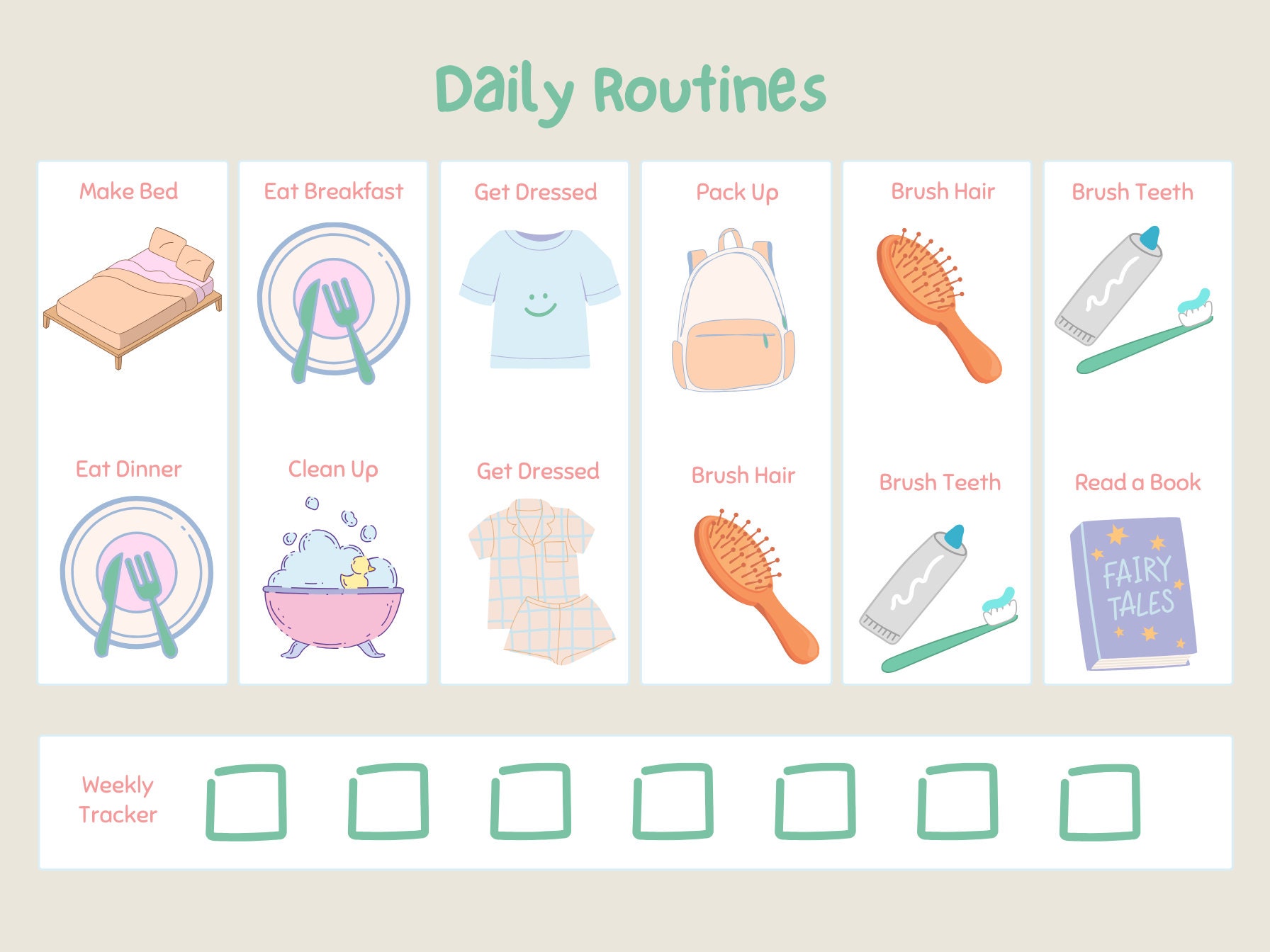 Basic Daily Routine Magnet/sticker Chart for Kids - Etsy