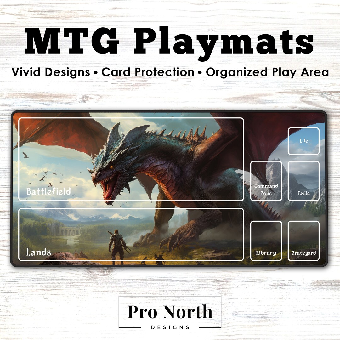 Dragon Mtg Playmat With Zones, Tcg Playmat, Mtg Accessories, Playmat ...