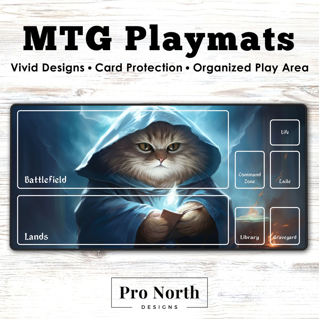 Cat Mtg Playmat With Zones Tcg Playmat Cats Mtg Accessories Playmat ...