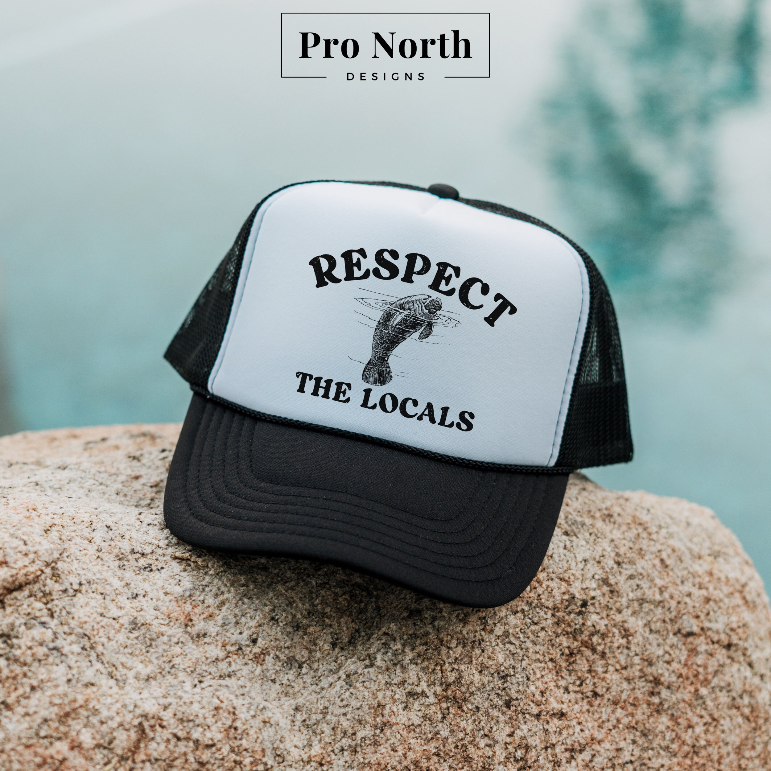 Manatee Hat Respect the Locals Ocean Inspired Style Mermaidcore Trucker ...