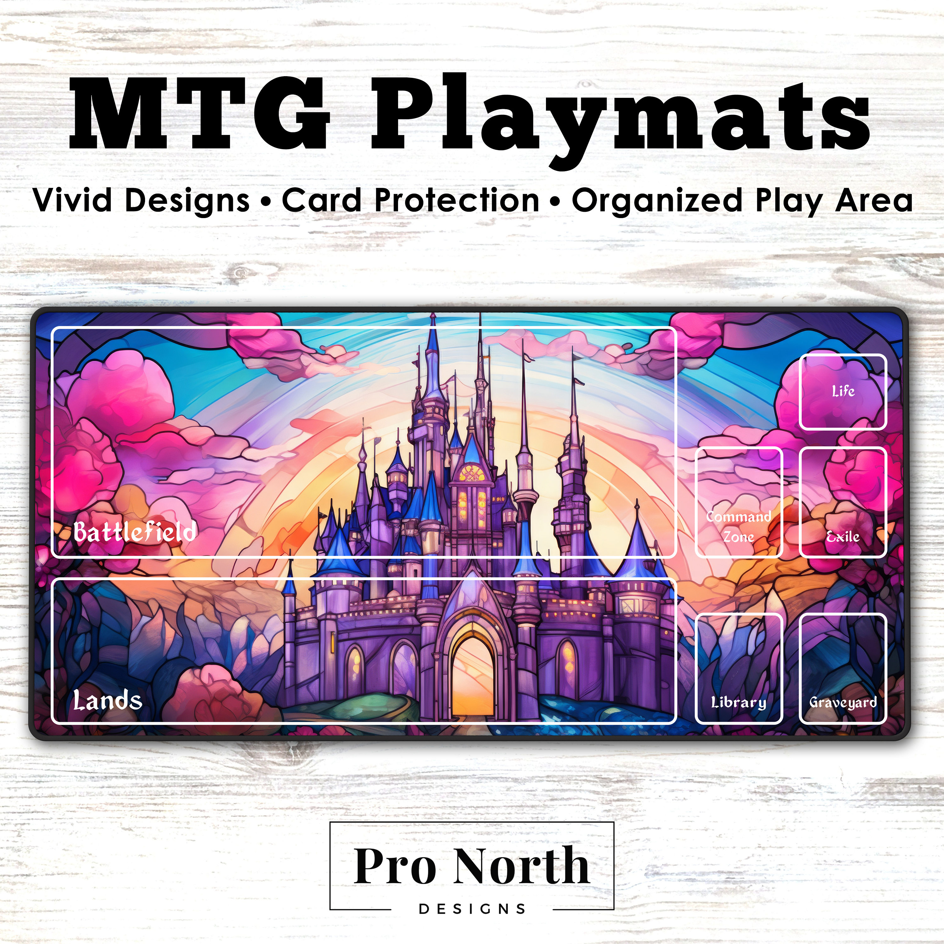 Castle Mtg Playmat With Zones, Tcg Playmat, Mtg Accessories, Without ...