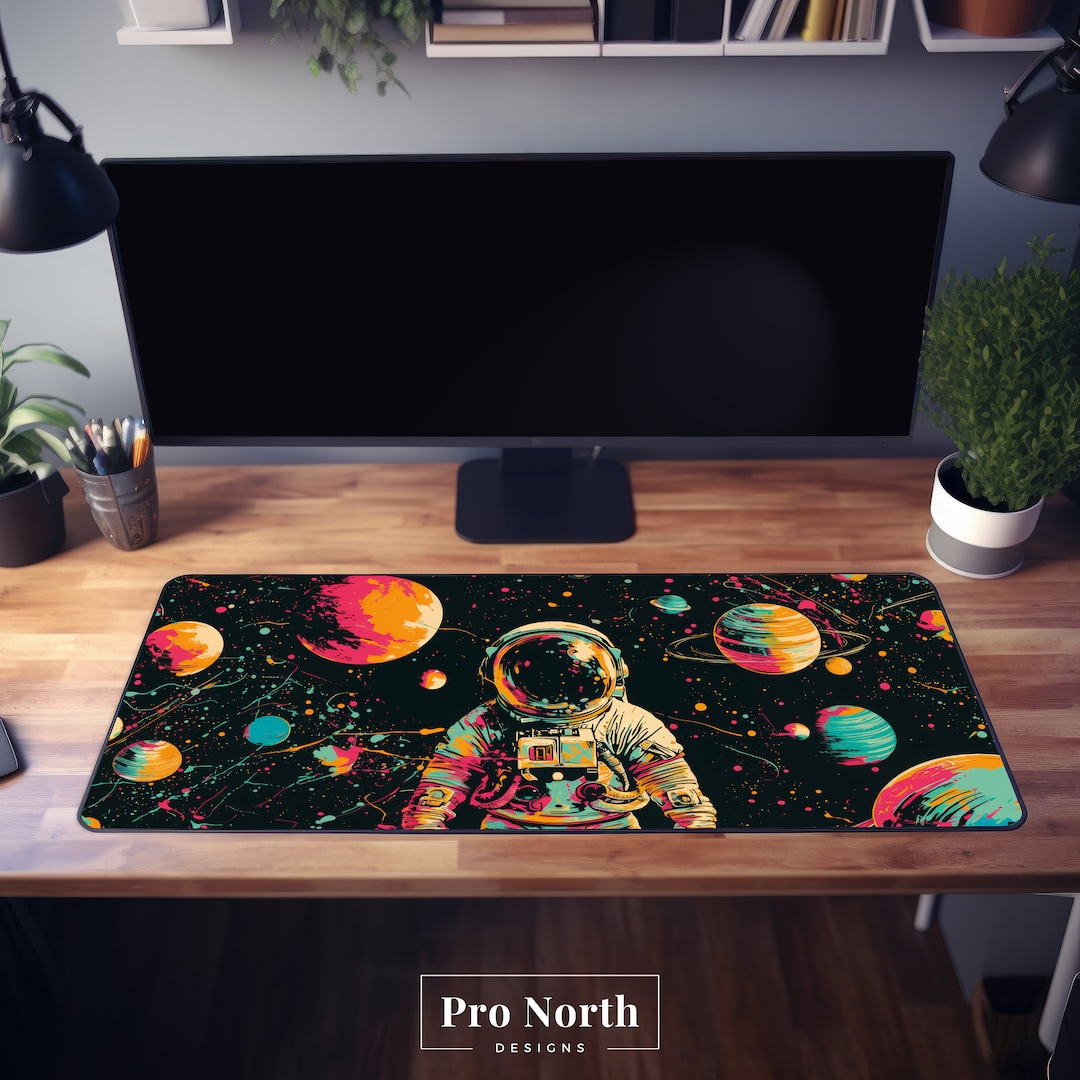Solar System Deskmat, Cyber Punk Gaming Setup, Astronaut Desk Décor ...