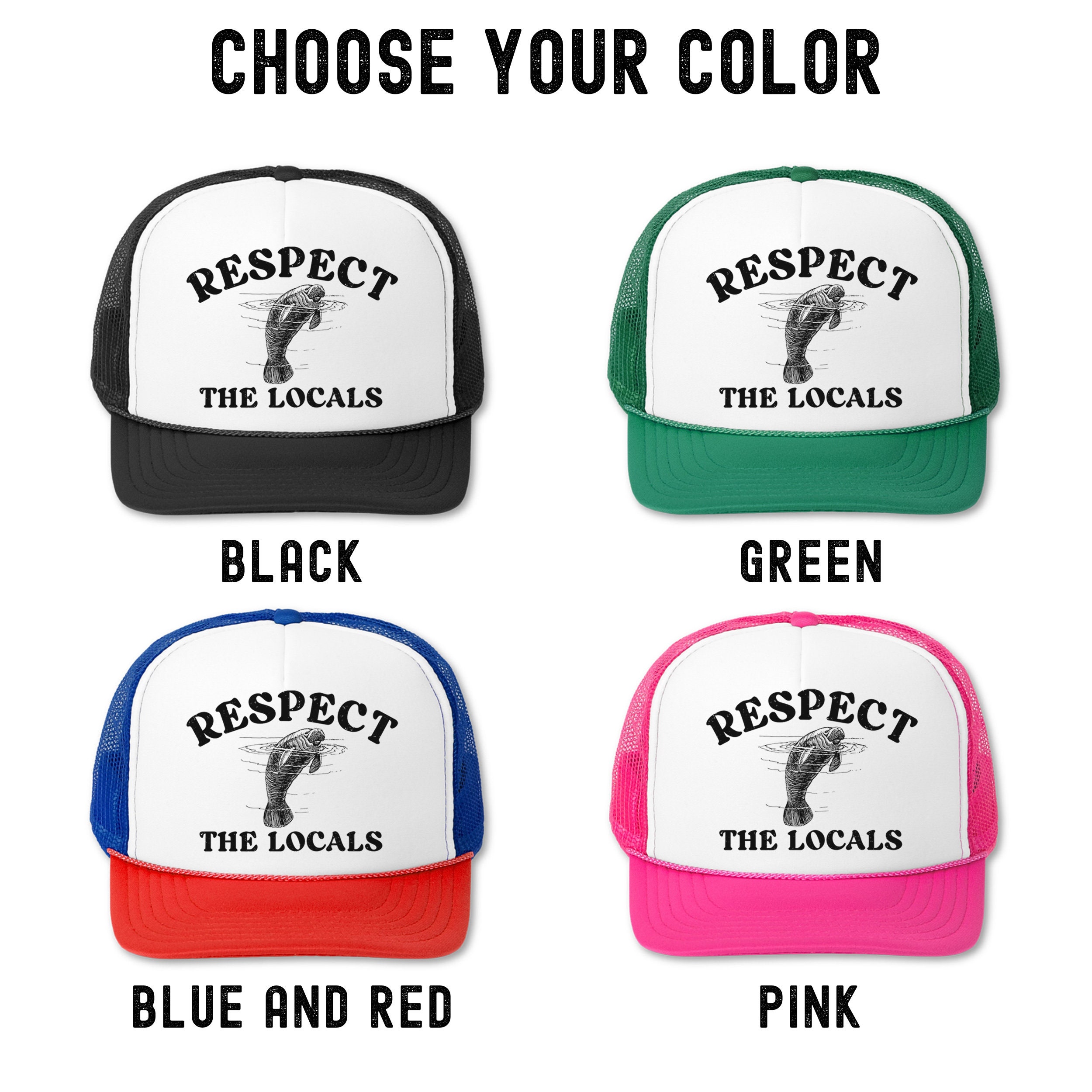 Manatee Hat Respect the Locals Ocean Inspired Style Mermaidcore Trucker ...