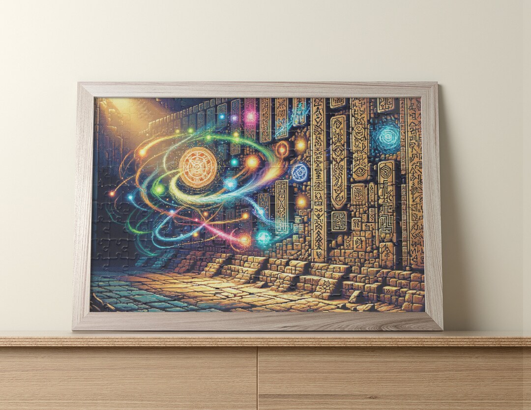 Cosmic Ruins Quest: Retro Game Art Mystical Glyphs Jigsaw Puzzle (252 ...