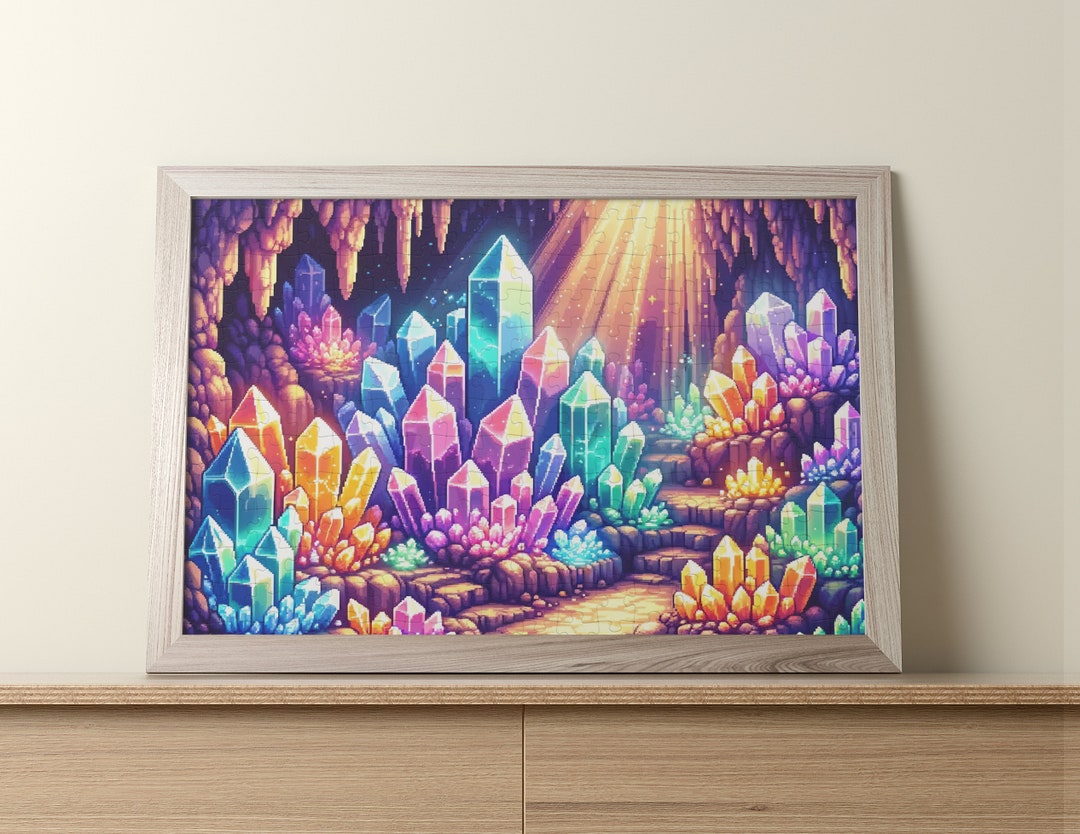 Puzzle, Crystal Cave, Pixel Art, Unique Jigsaw, Family, Adults, Retro ...