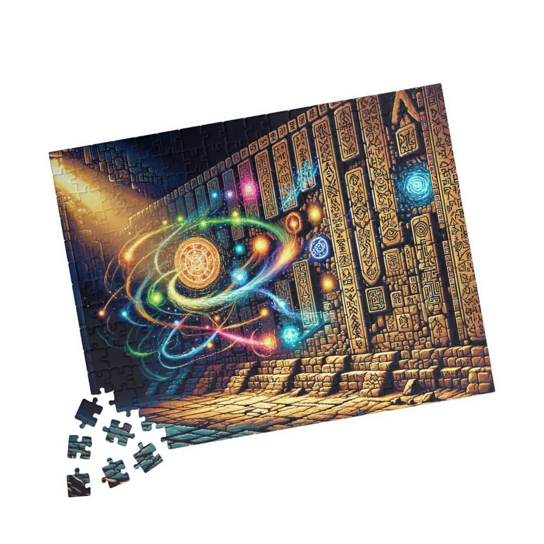 Cosmic Ruins Quest: Retro Game Art Mystical Glyphs Jigsaw Puzzle 252 ...