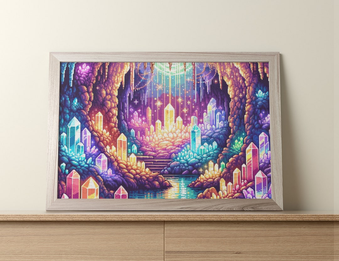 Puzzle, Crystal Cave, Pixel Art, Unique Jigsaw, Family, Adults, Retro ...