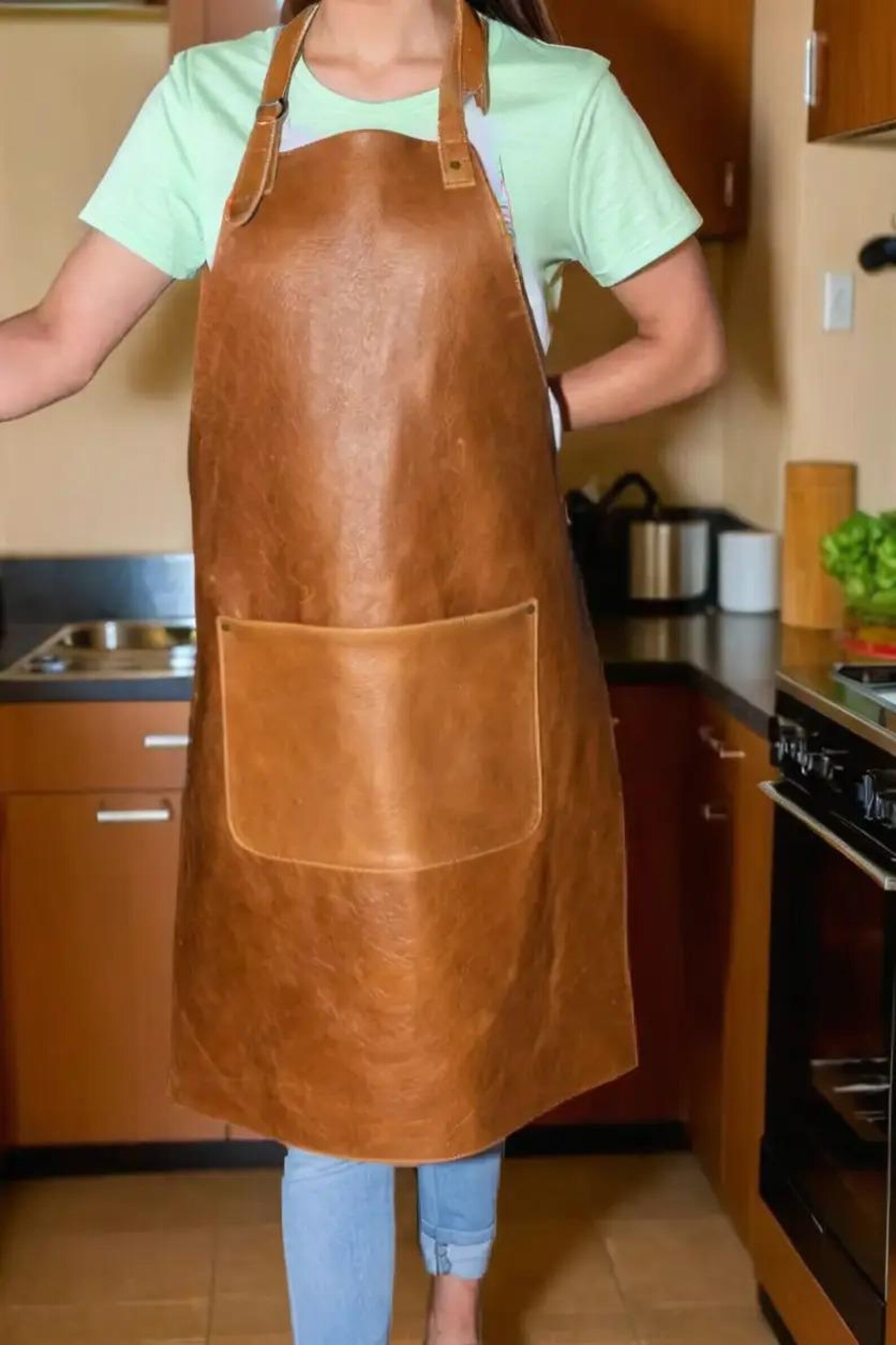 Personalization Brown Leather Apron for Chef , Cooking Leather Apron - Etsy