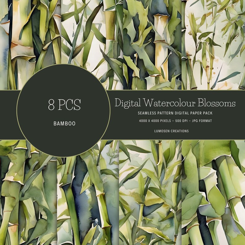 Bamboo Watercolor Seamless Pattern, Seamless Pattern for Print on ...