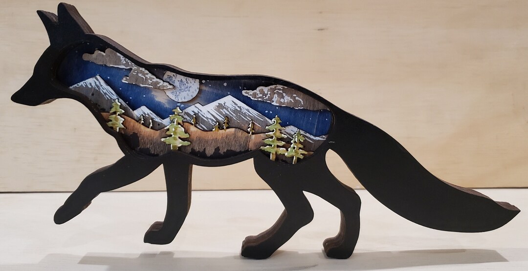 Lone Wolf - Layered Wood Creation - Desktop Accent - Unique Sculpture ...