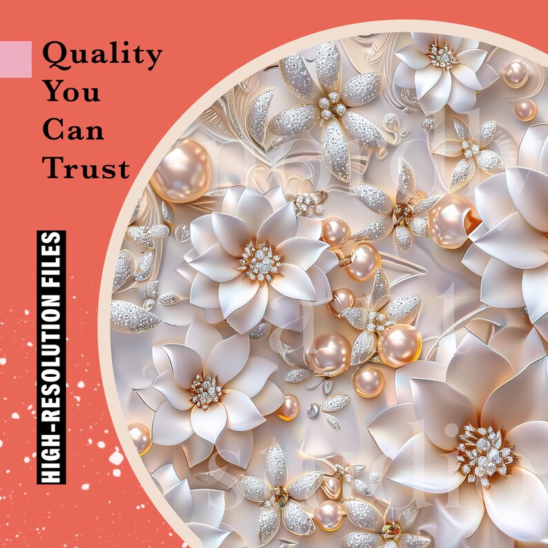 3D Boujee Gold Flowers Pearls Diamonds Holographic 20oz Skinny Tumbler ...